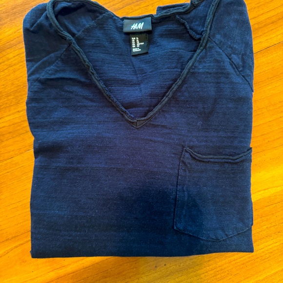 H&M | Shirts | Mens Hm Black Vneck Chest Pocket Distressed Tshirt Xl | Poshmark
